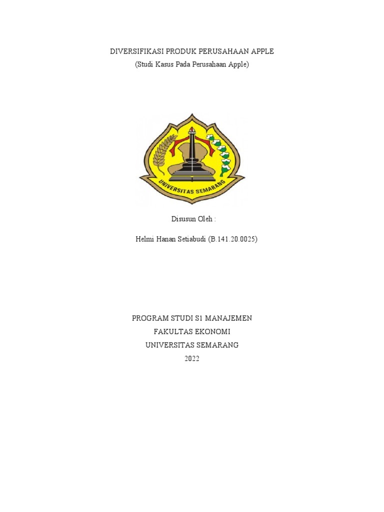Diversifikasi Produk Perusahaan Apple Helmi Hanan Setiabudi B.141.20. ...