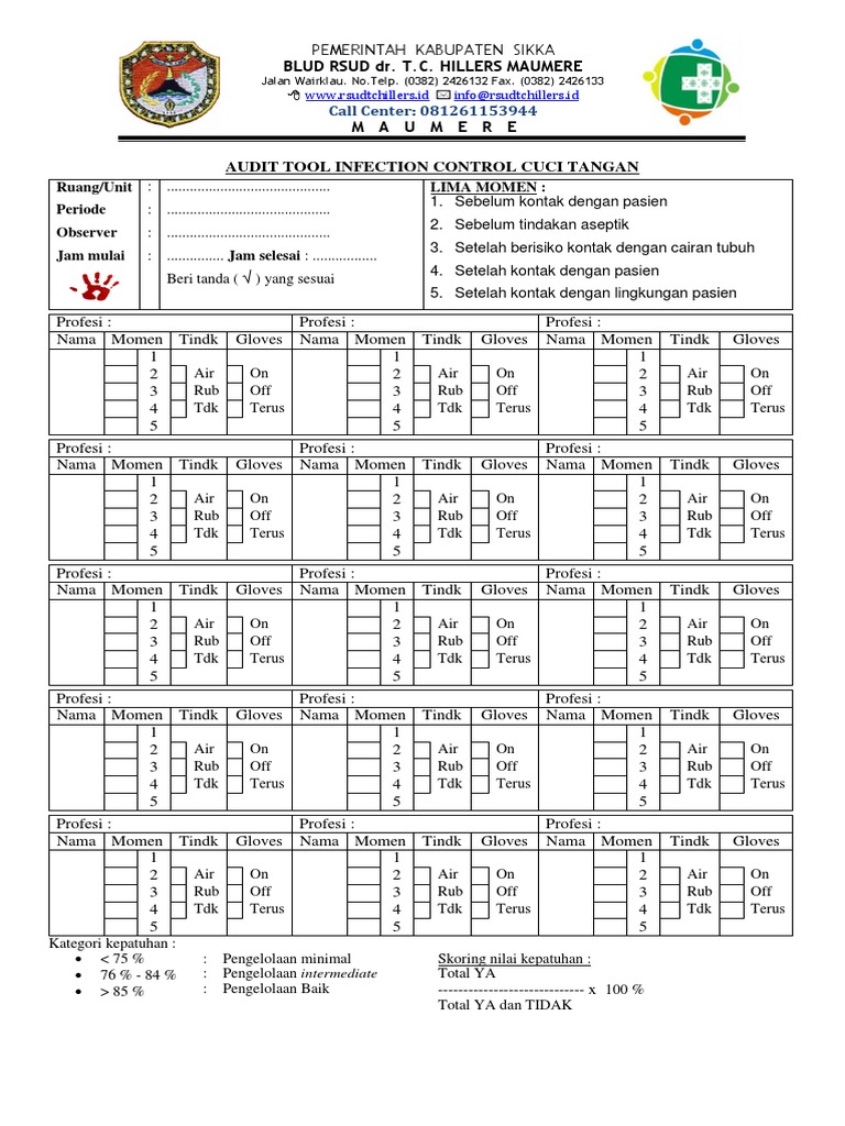 Audit Tool Infection Control Cuci Tangan | PDF