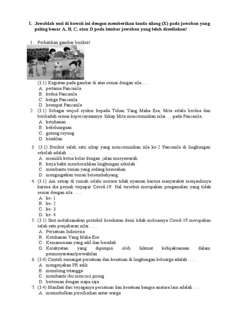 Soal & Jawaban PTS PPKN Kelas 6 Semester 1 Tahun 2021 | PDF