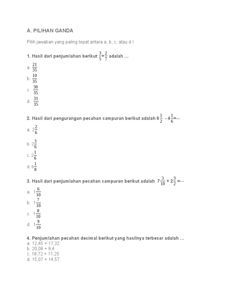 Latihan Math Kelas 5 | PDF