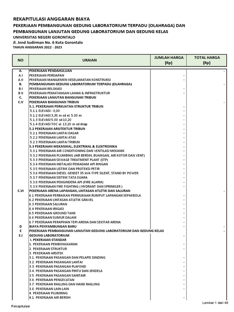 BoQ UNG | PDF | Teknologi & Rekayasa