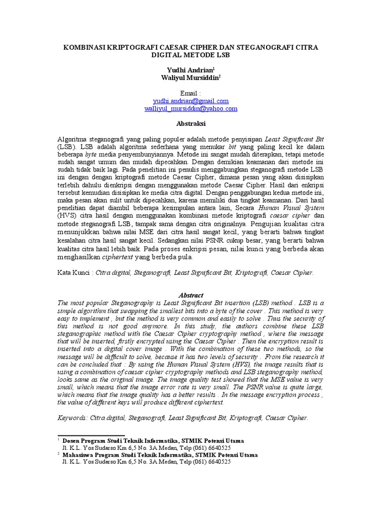 Kombinasi Kriptografi Caesar Cipher Dan | PDF