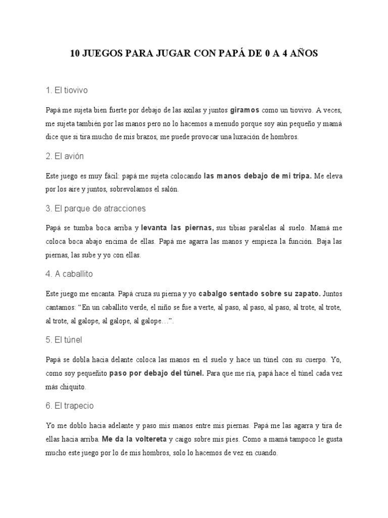 10 Juegos para Jugar Con Papa de 0 A 4 Años | PDF