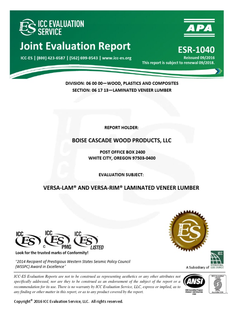 Esr 1040 | PDF | Drywall | Framing (Construction)