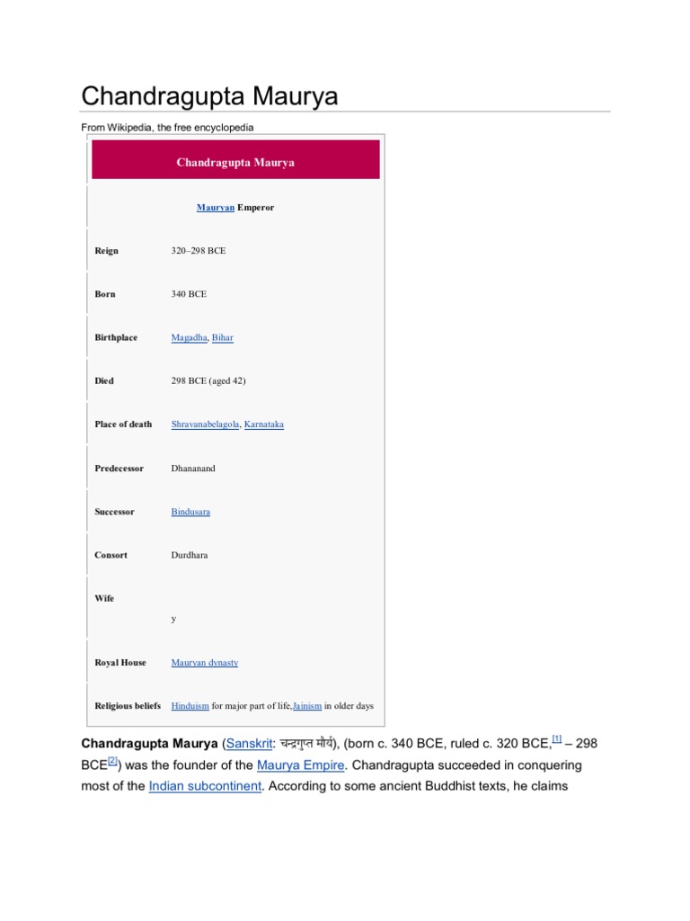 Chandragupta Maurya | PDF | Unrest | Religion And Belief