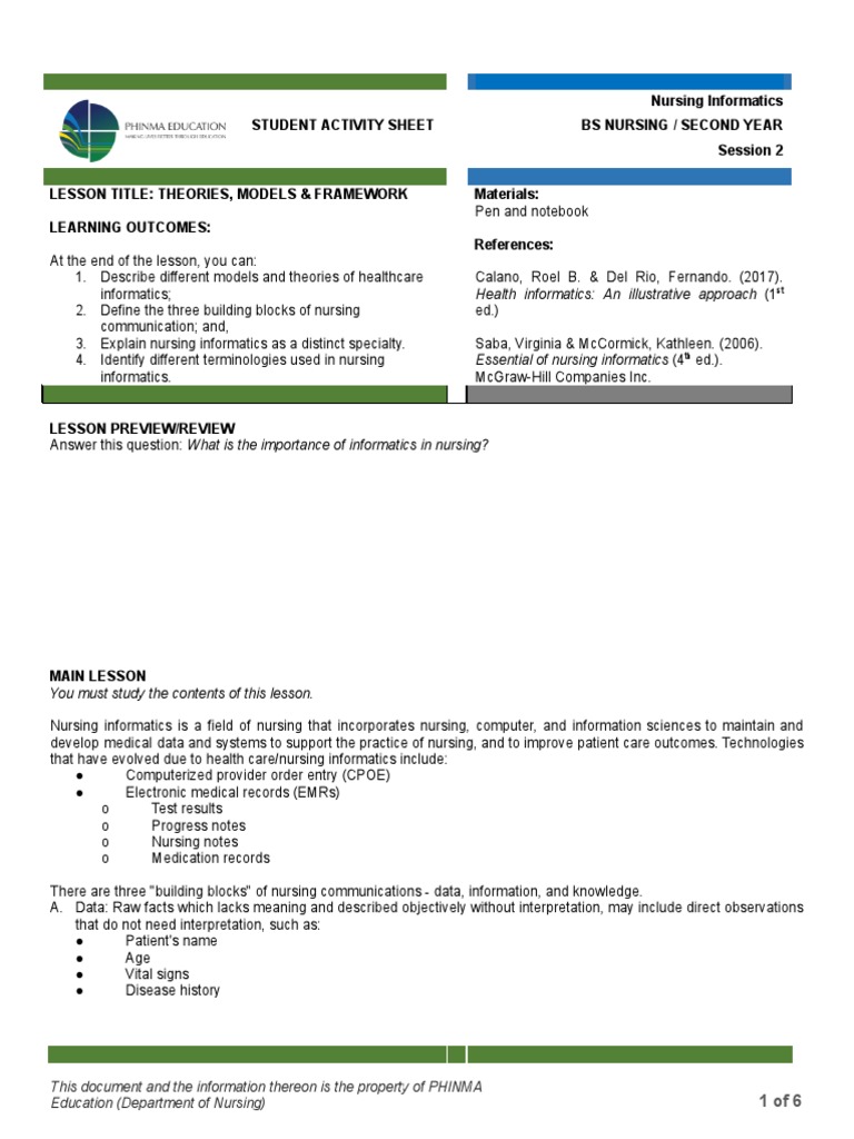 Session #2 SAS - Nursing Informatics | PDF | Health Informatics | System