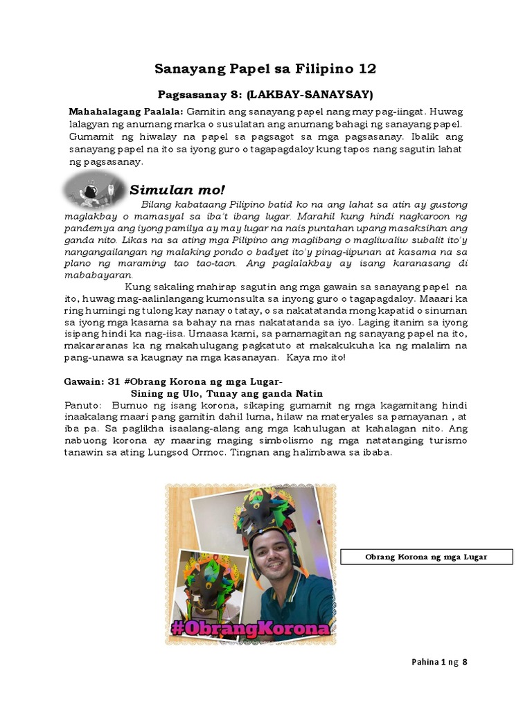 8TH Na Linggo Lakbay Sanaysay | PDF