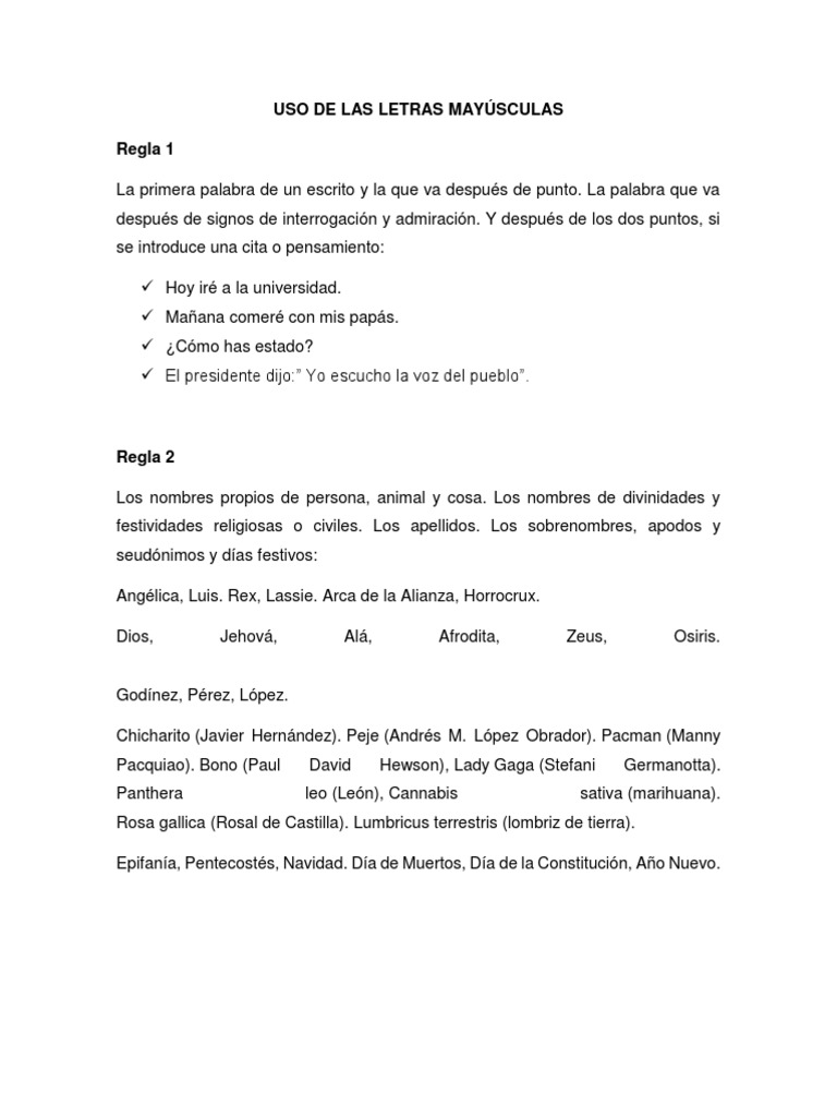 Reglas de Uso de Mayúsculas y Minúsculas | PDF | Caso de carta | México