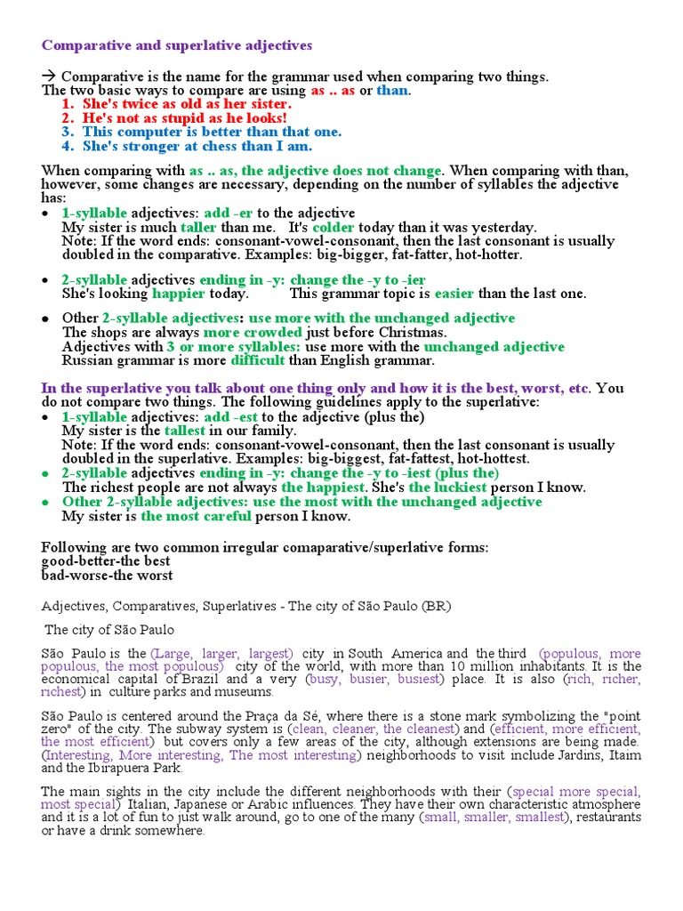 Comparative and Superlative Adjectives | PDF | Verb | Language Mechanics
