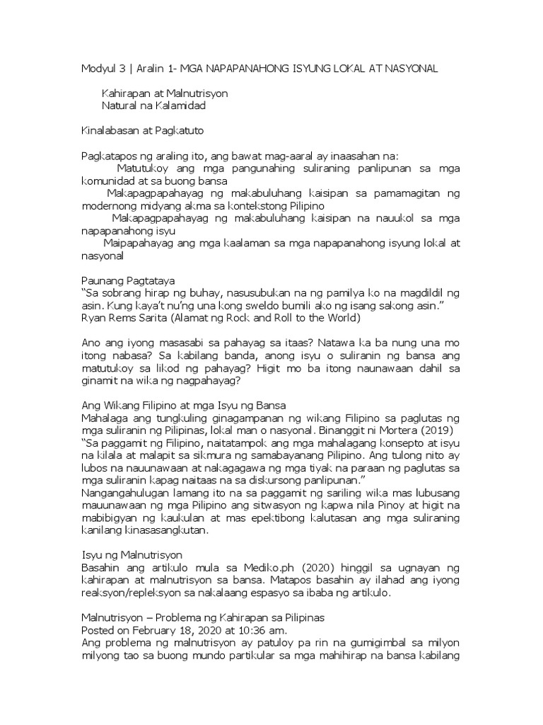 Modyul 3 - Filipino | PDF