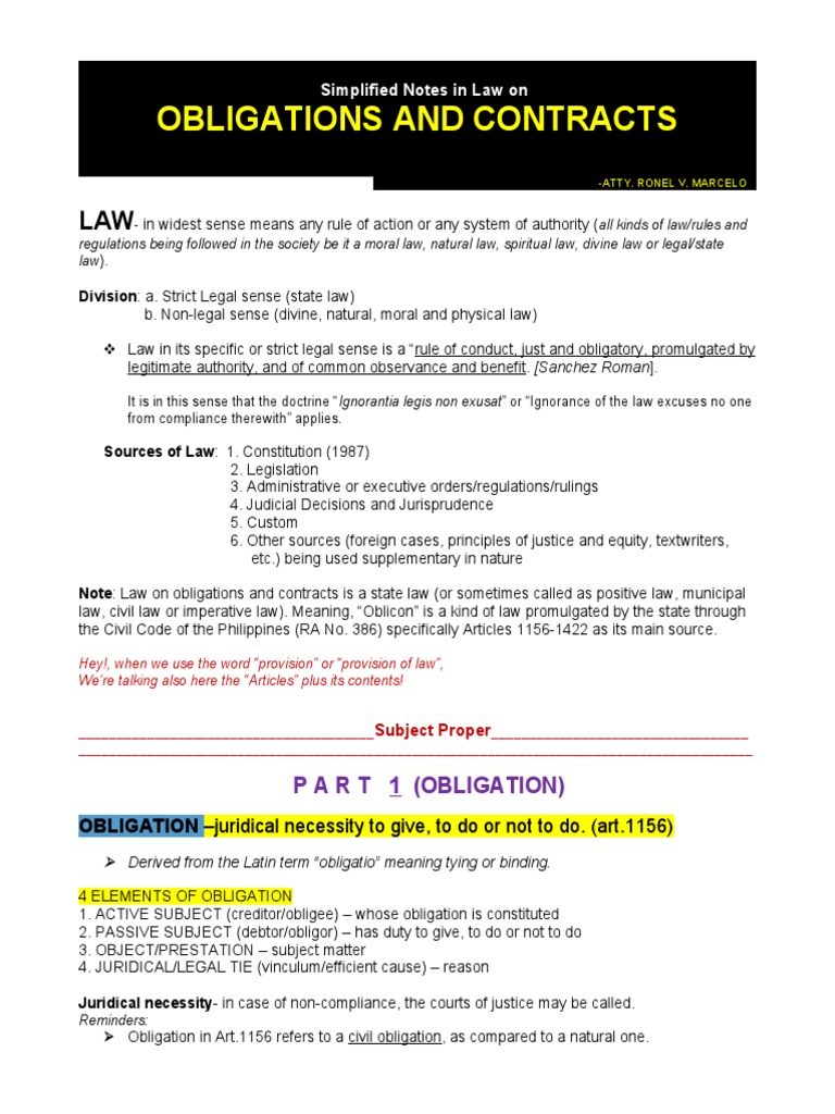 Simplified_Notes-Obligations_Contracts | PDF | Law Of Obligations ...