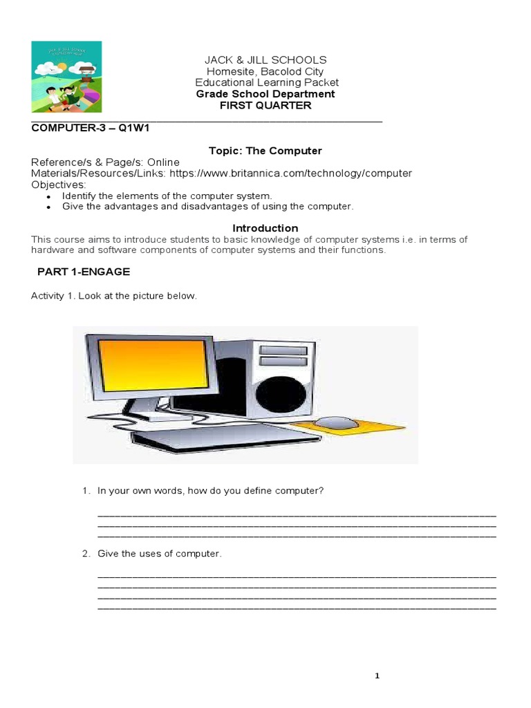 Computer 3 Week1 Pdf Computer Hardware Computer Program
