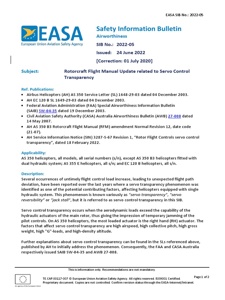 Easa Sib 2022-05 1 | PDF | Helicopter | Aviation
