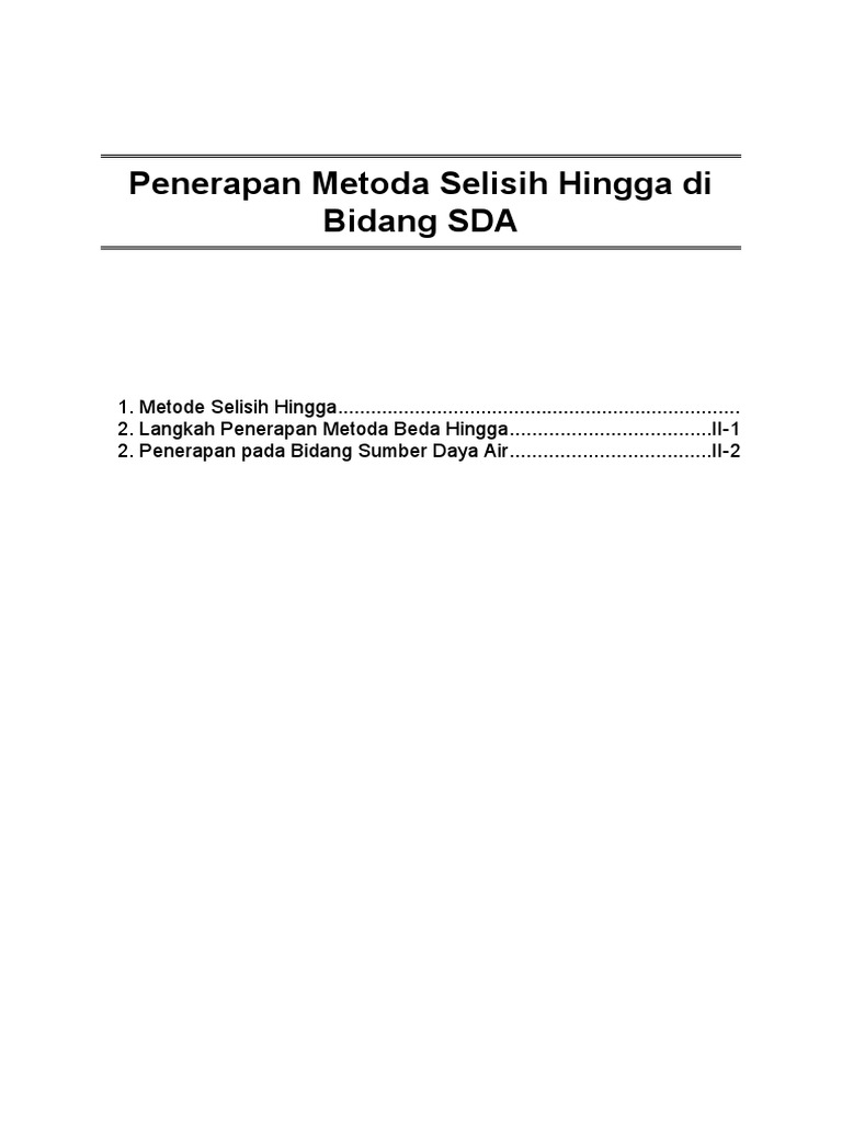 SA-3105 Penerapan Metode Beda Hingga Di Bidang SDA (Minggu 13-14) | PDF