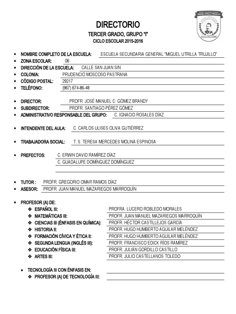 Formato - Directorio | PDF