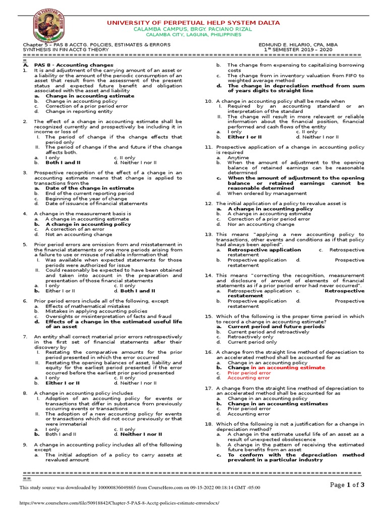 Chapter 5 PAS 8 Acctg Policies Estimate Errors | PDF | Accounting ...