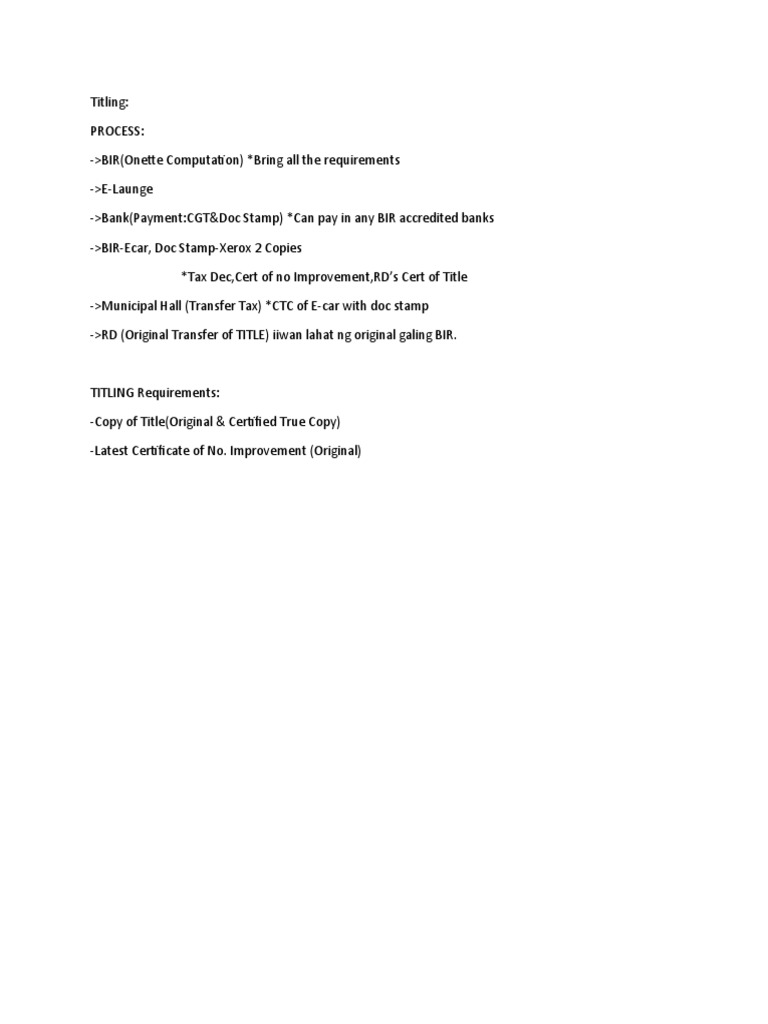 Titling Process | PDF