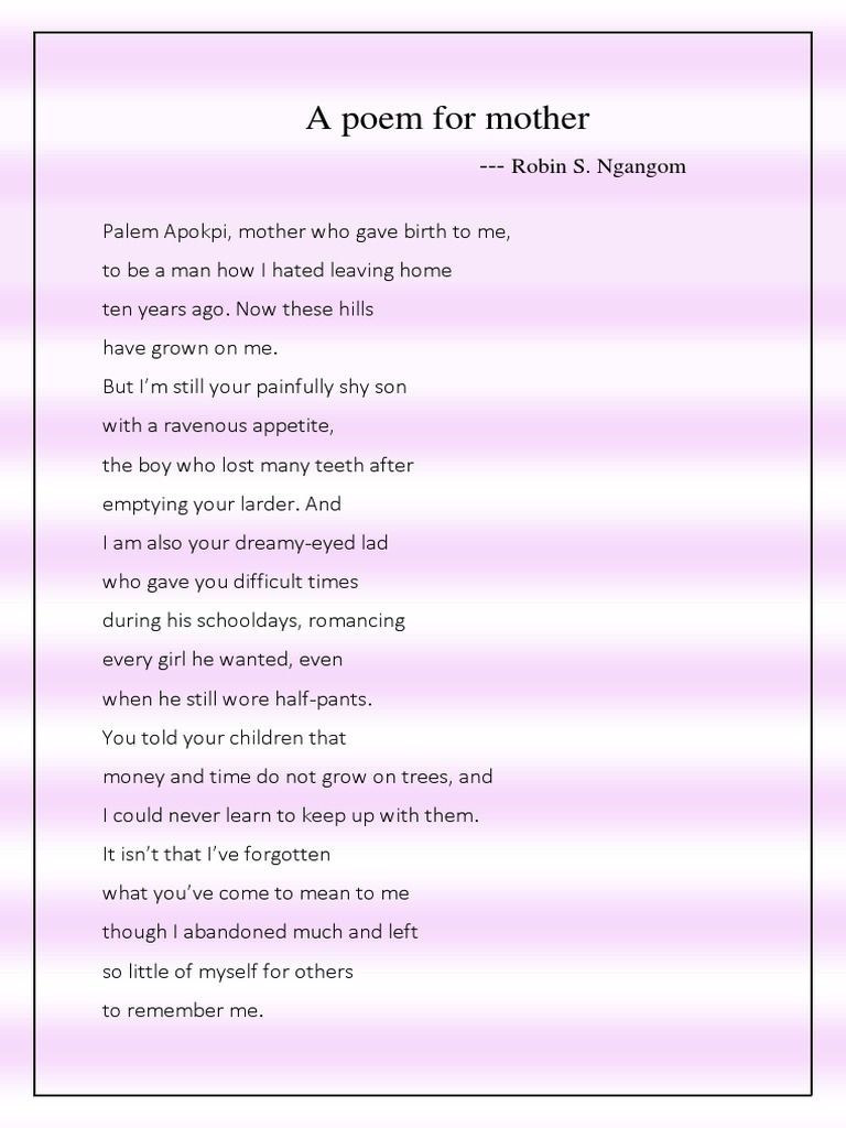 A Poem For Mother Text | PDF