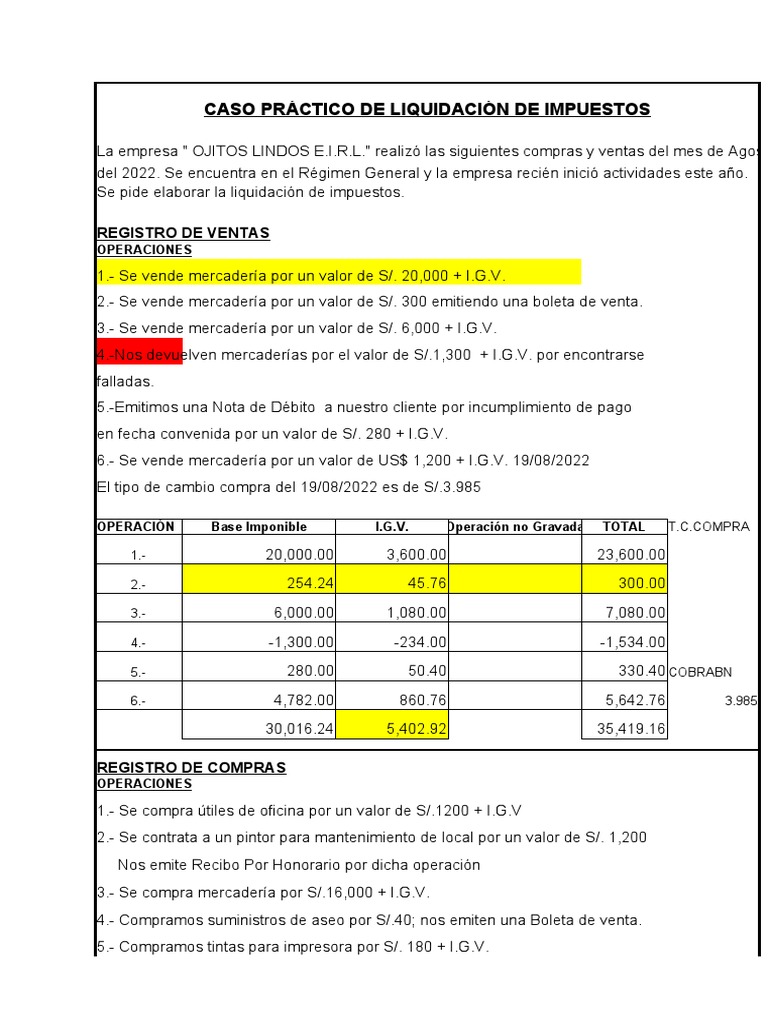 Caso Practico de Liquidacion de Impuestos | PDF | Economias | Pagos