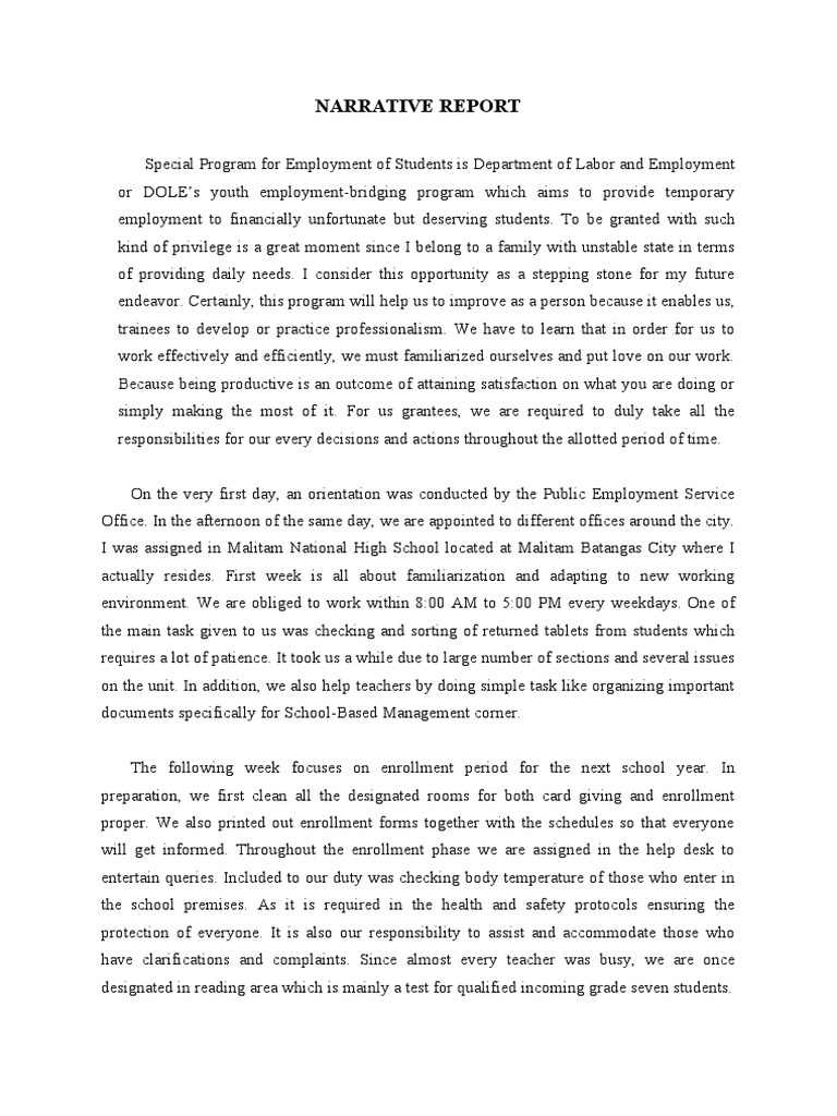 Narrative (SPES) | Download Free PDF | Employment | Cognition