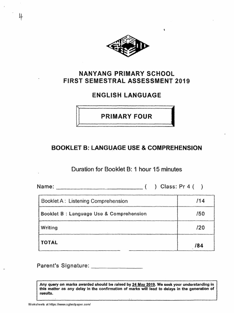 P4 English SA1 2019 Nanyang Exam Papers | PDF