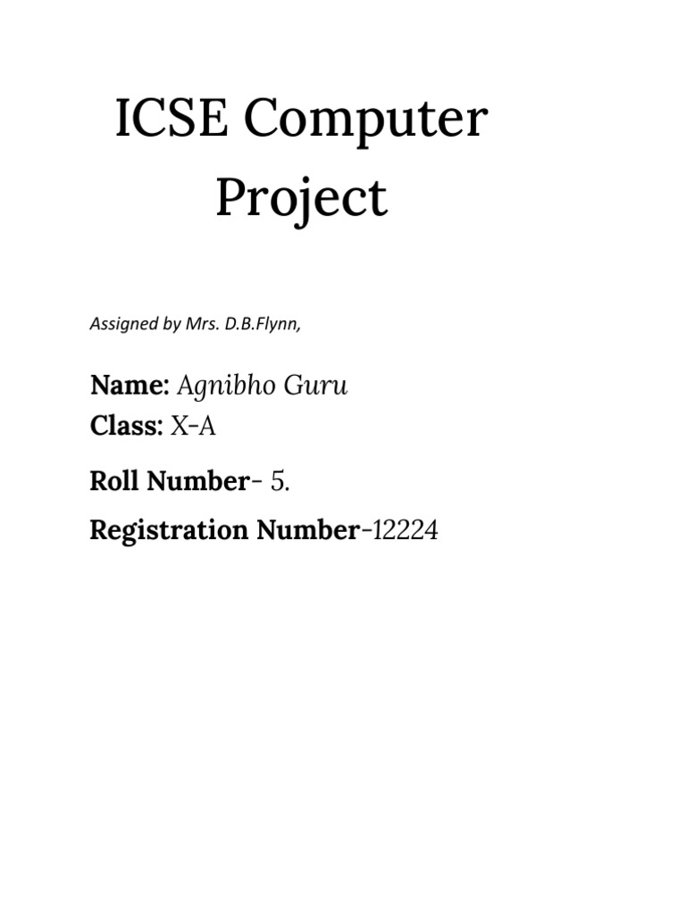 ICSE Computer Project | PDF | Programming | Computer Program
