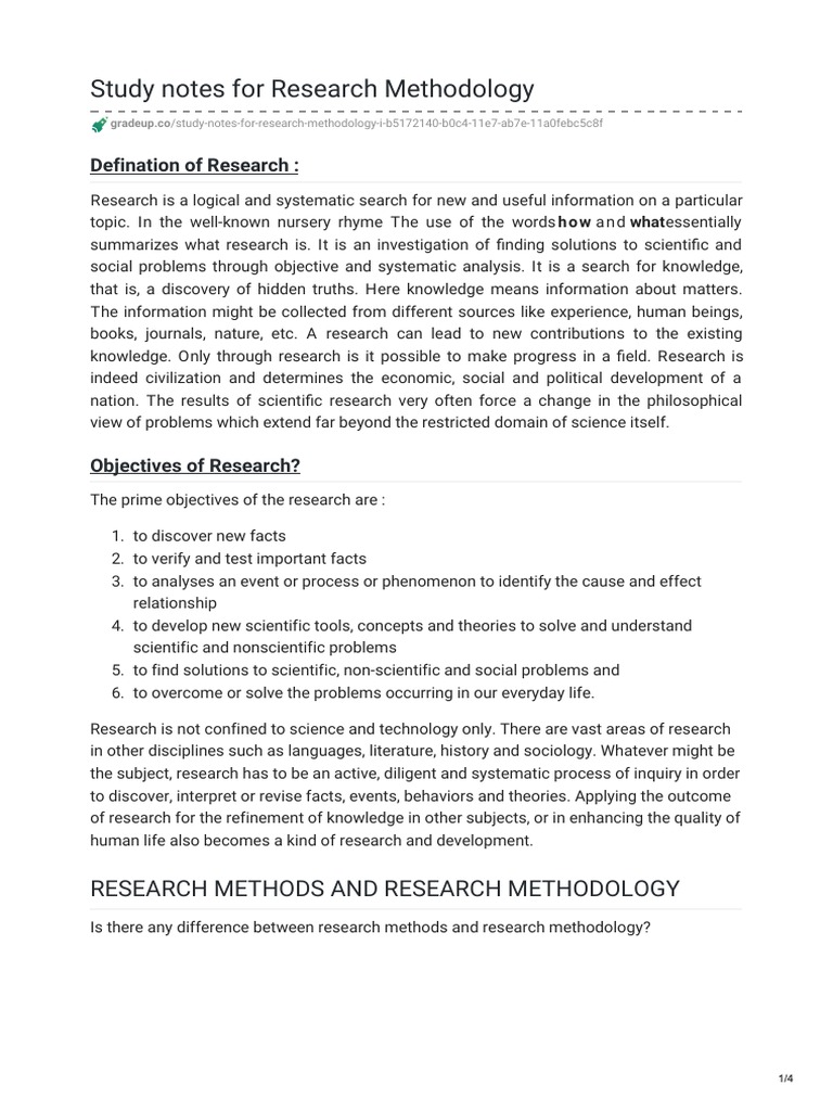 Study Notes For Research Methodology | PDF | Scientific Method | Science