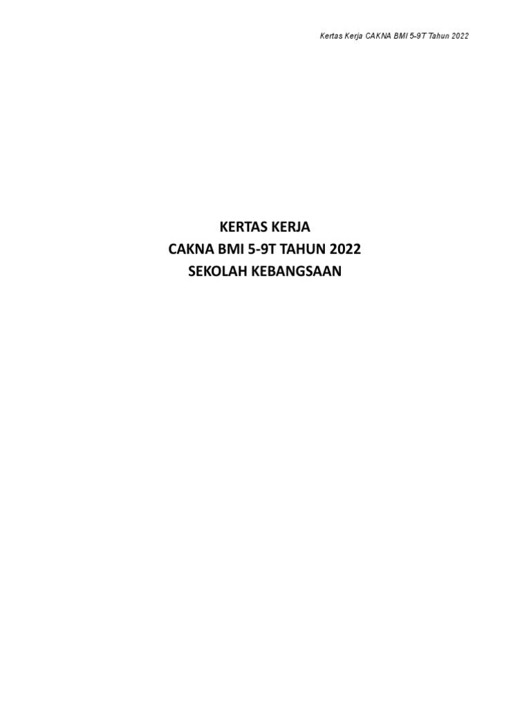 Kertas Kerja Cakna Bmi 5 | PDF