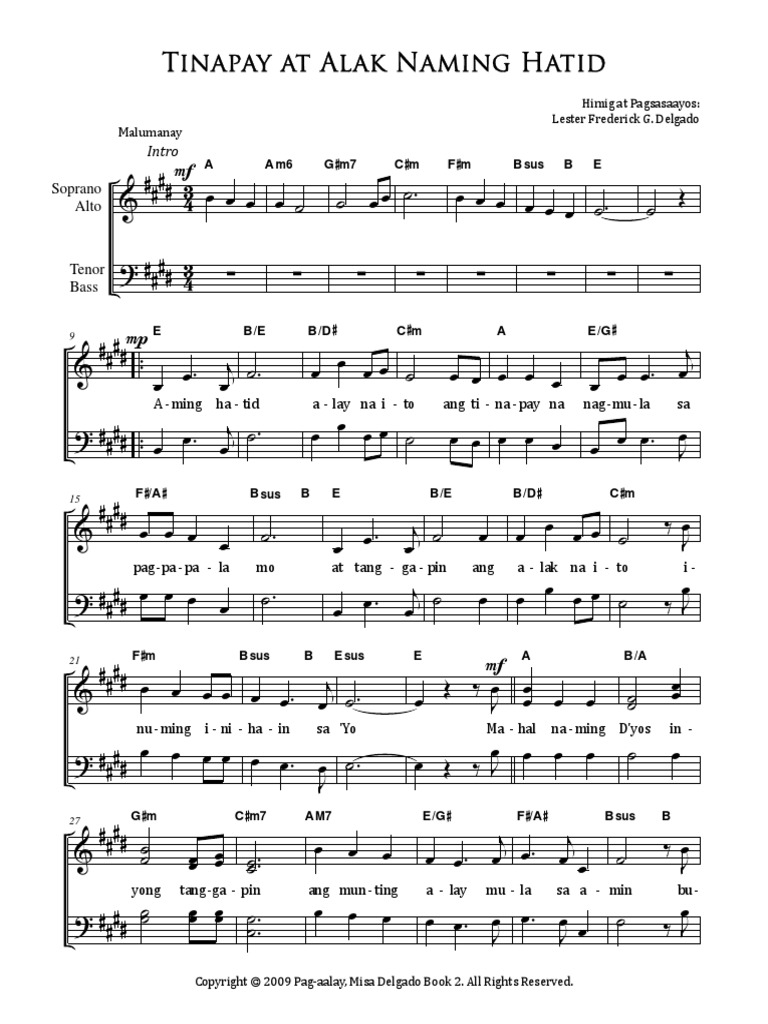 Tinapay at Alak Naming Hatid Delgado SATB | PDF