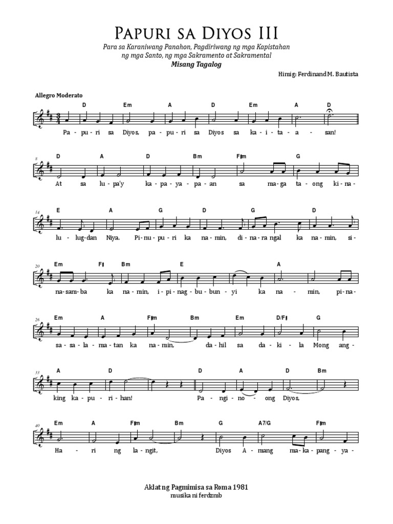 Papuri Sa Diyos III FMB Melody | PDF
