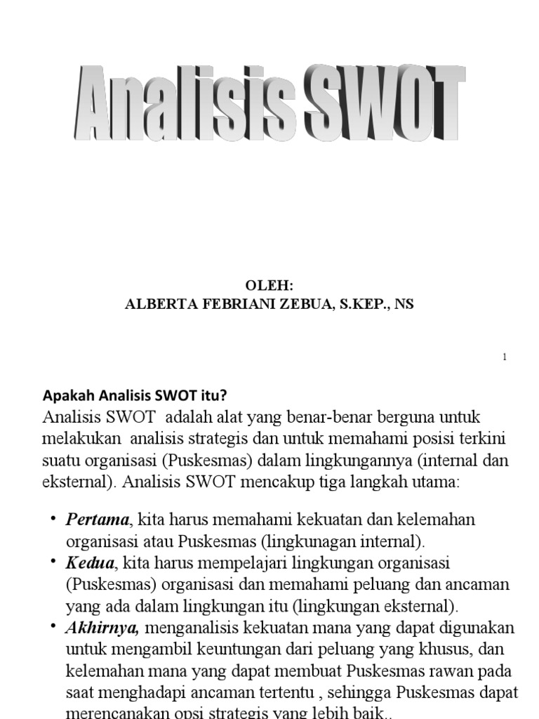 Contoh ANALISIS-SWOT-PUSKESMAS | PDF