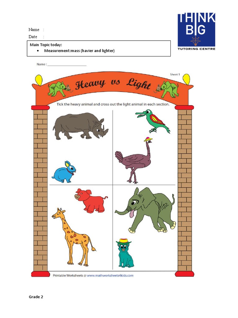 Grade 2 (Measurement Mass (Havier and Lighter) | PDF | Science ...