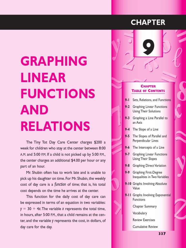 Chapter09 - Graphing Linear Functions and Relations | PDF | Set (Mathematics) | Function ...