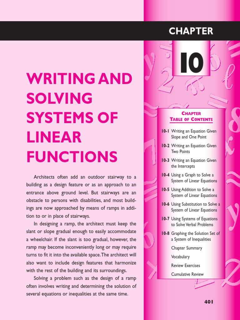 Chapter10 - Writing and Solving Systems of Linear Function Simultaneous ...