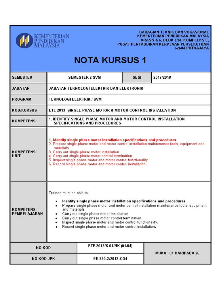 Nota Kursus 1 | PDF