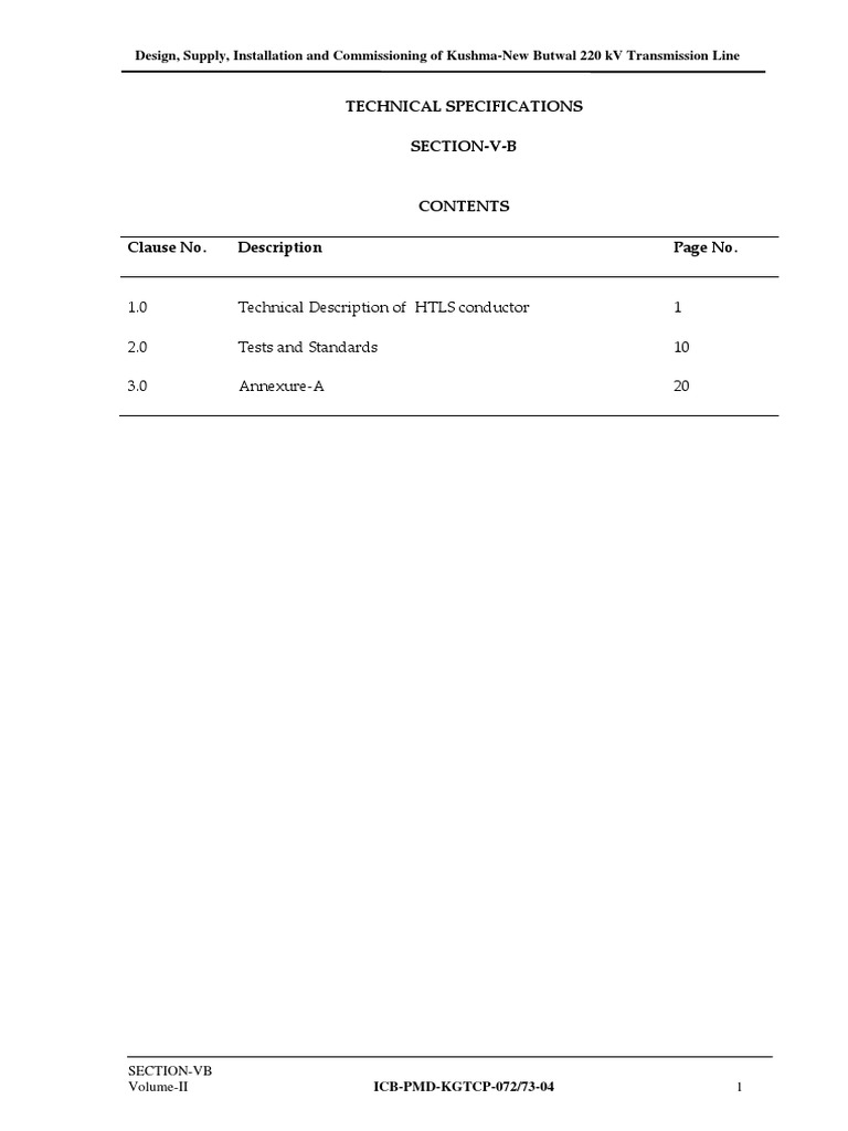 Technical Specification | PDF | Composite Material | Electric Power Transmission
