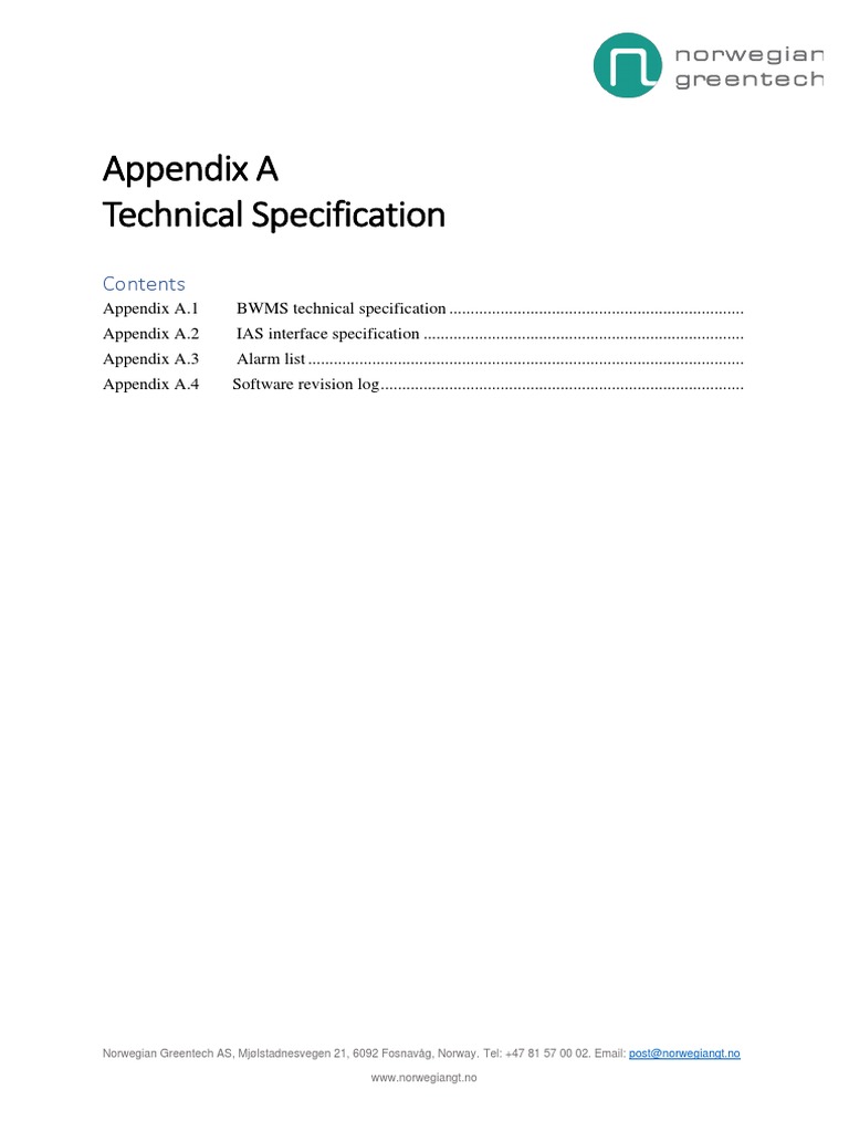 Appendix A - Technical Specification - Not Complete | PDF | Relay ...