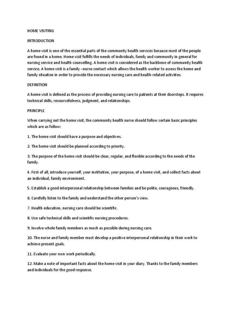 HOME VISITING Notes | PDF | Nursing | Postpartum Period