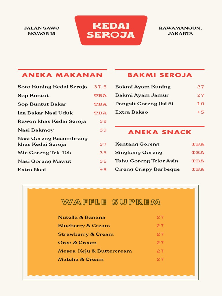 Seroja Menu 211130E | Download Free PDF | Drink | Foods