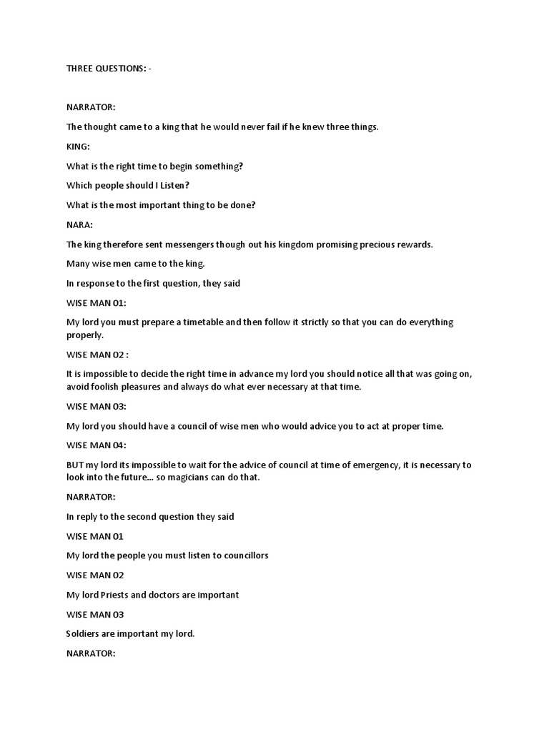 Three Questions | PDF