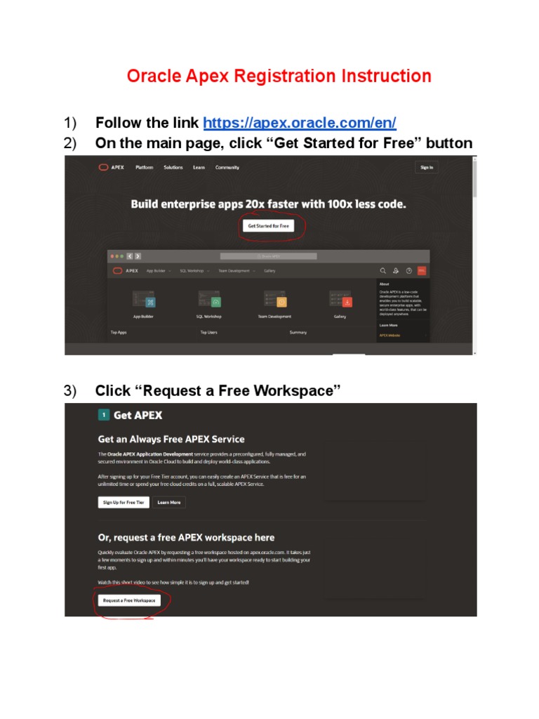Oracle Apex Registration Instruction-2 | PDF