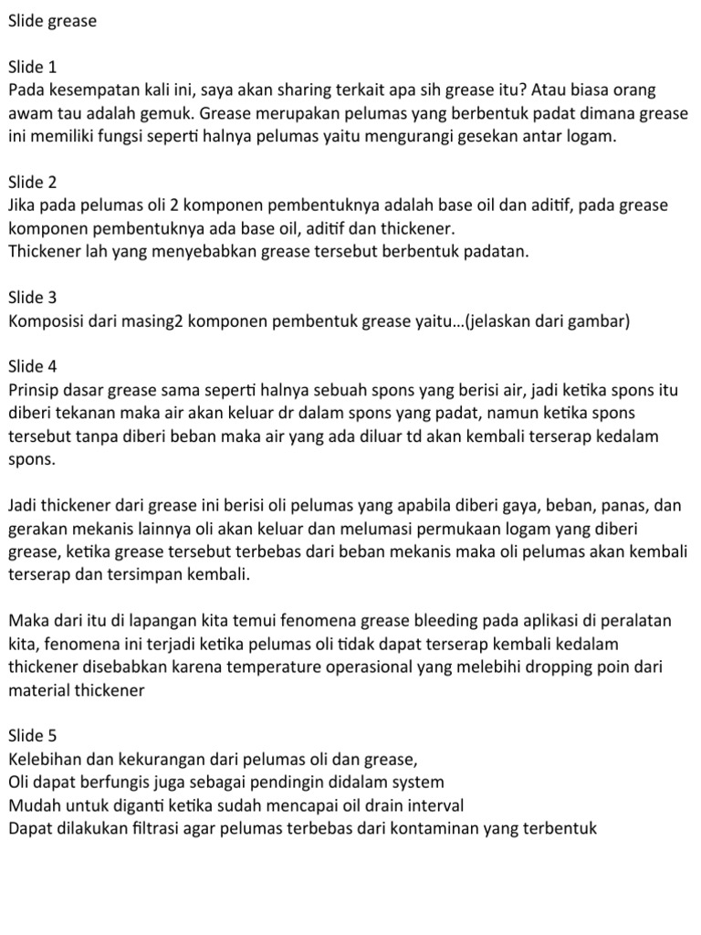 Text Presentasi Grease Basic Lubrication. | PDF