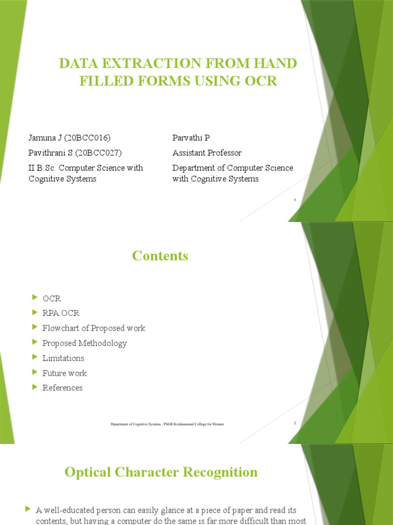 Data Extraction From Hand Filled Forms Using Ocr | PDF | Optical ...