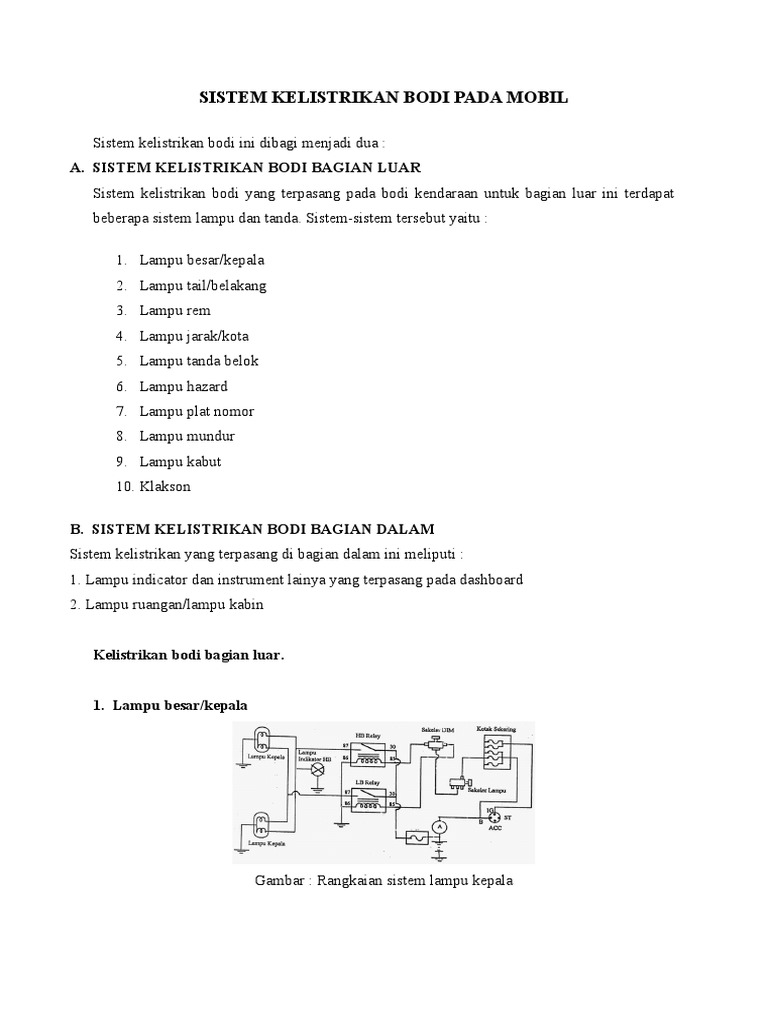 Sistem Kelistrikan Bodi Pada Mobil | PDF