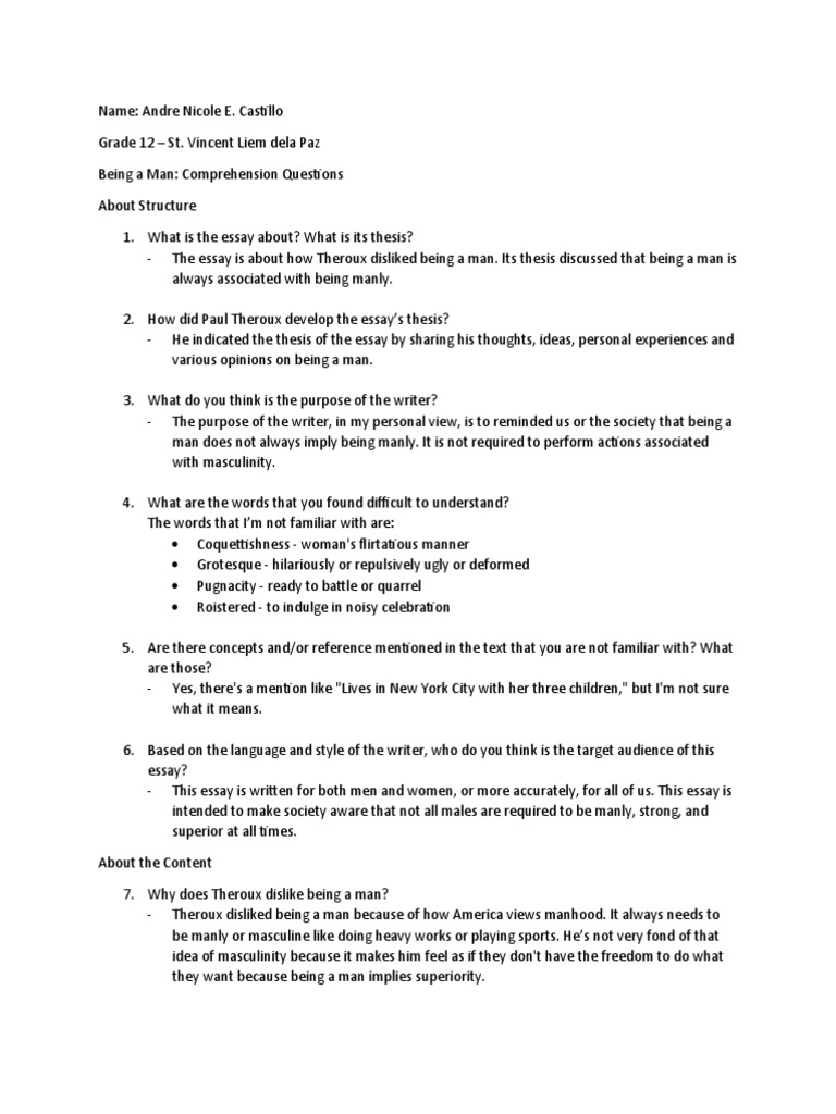 Being A Man | PDF | Masculinity | Concept