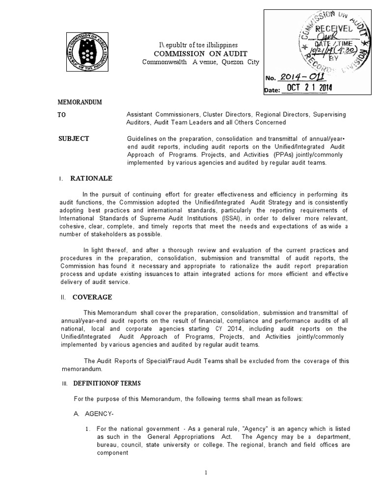 Coa M2014-011 | PDF | Financial Audit | Auditor's Report