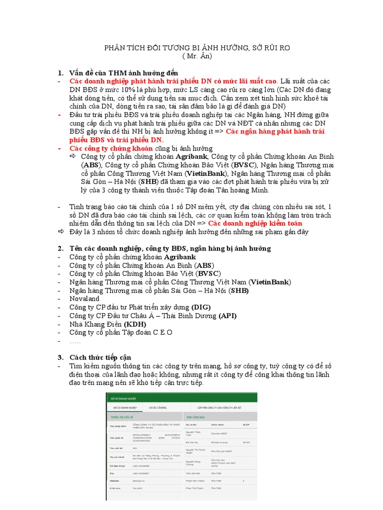 Các DN Bị Ảnh Hưởng Bởi THM | PDF