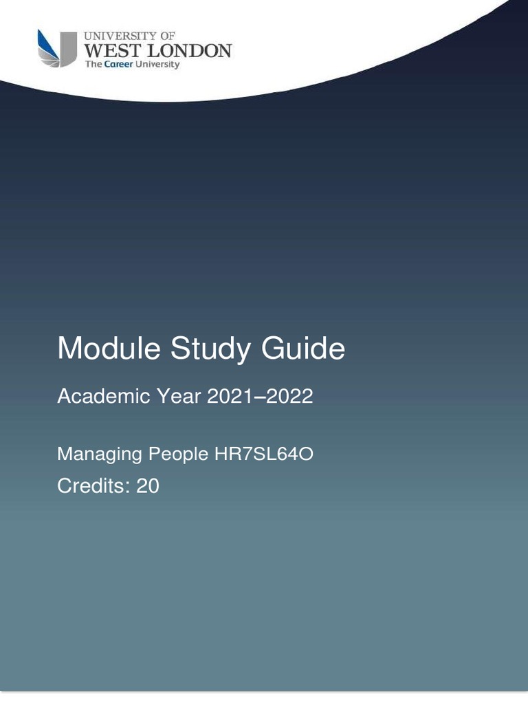 UWL Managing People Module Guide | PDF | Teaching Method | Human ...