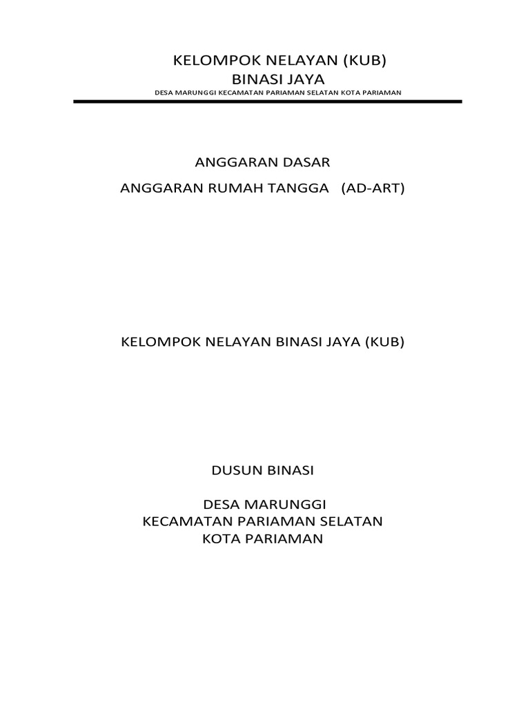 Adrt Kelompok Nelayan Binasi | PDF