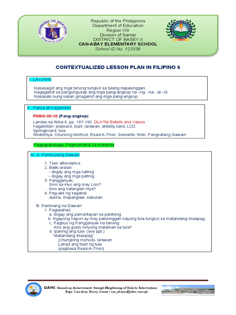 Lesson Plan in Filipino | PDF
